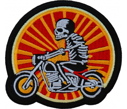 Sunset Skeleton Biker Motorcycle Patch Embroidered by Ivamis Patches