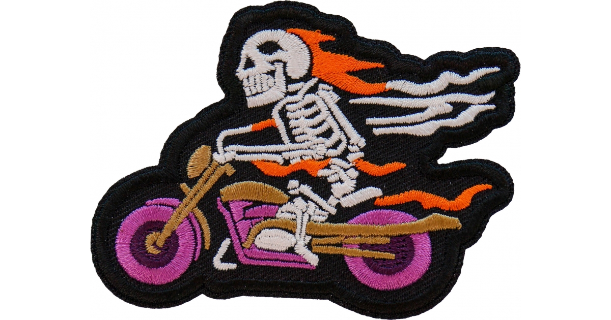 Skelo Motorcycle Rider Patch, Biker Skull Patches by Ivamis Patches