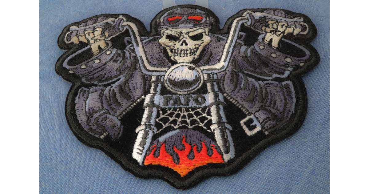 Skeleton Rider on Bike FAFO Patch, Biker Skull Patches by Ivamis Patches