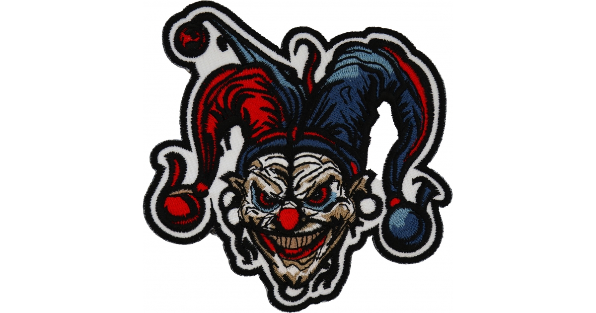 Scary Jester Clown Patch - Iron on Novelty Patches by Ivamis Patches