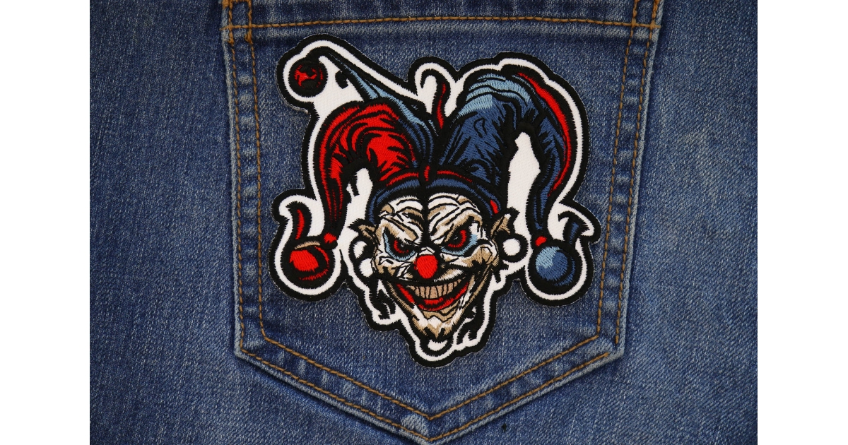 Scary Jester Clown Patch - Iron on Novelty Patches by Ivamis Patches