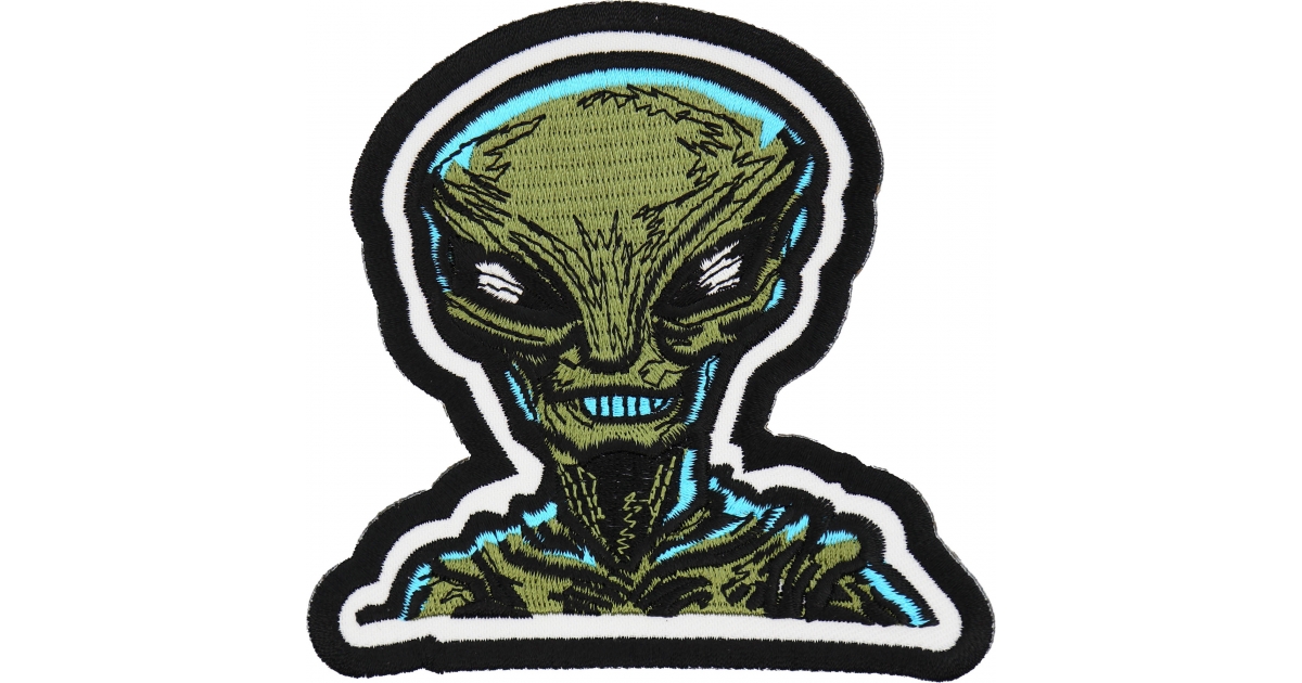 Green Alien Patch - Iron on Novelty Patches by Ivamis Patches