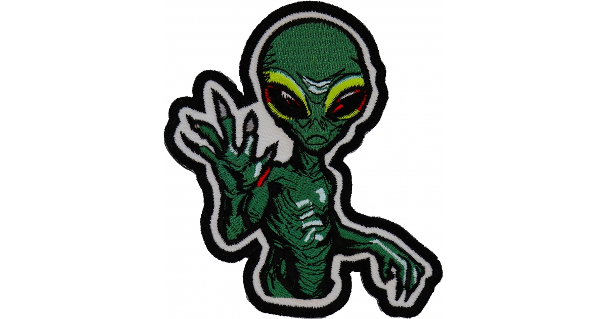 Hi Five Alien Patch - Iron on Novelty Patches by Ivamis Patches