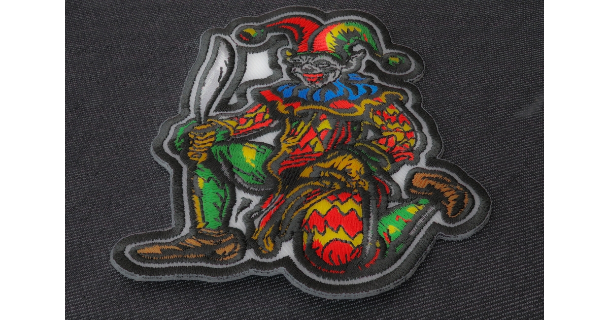 Jester Bending Knee Patch - Iron on Novelty Patches by Ivamis Patches