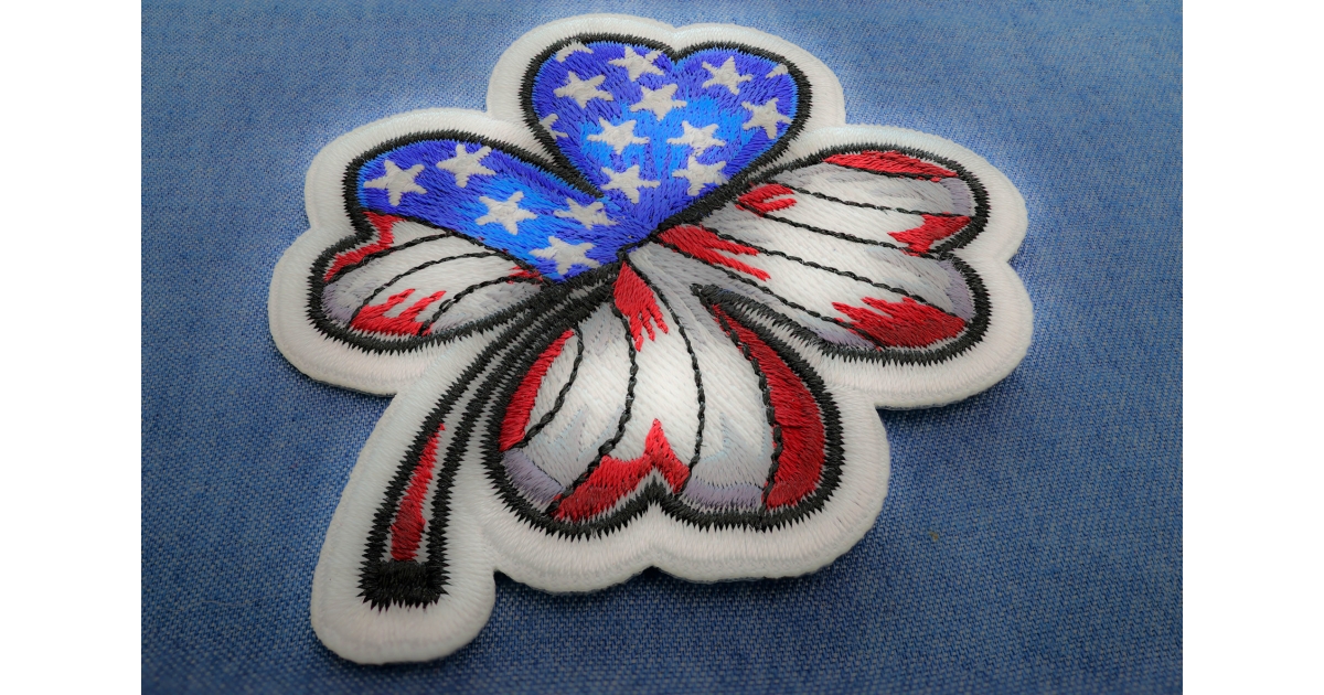 US Flag 4 Clover Leaf Patch by Ivamis Patches