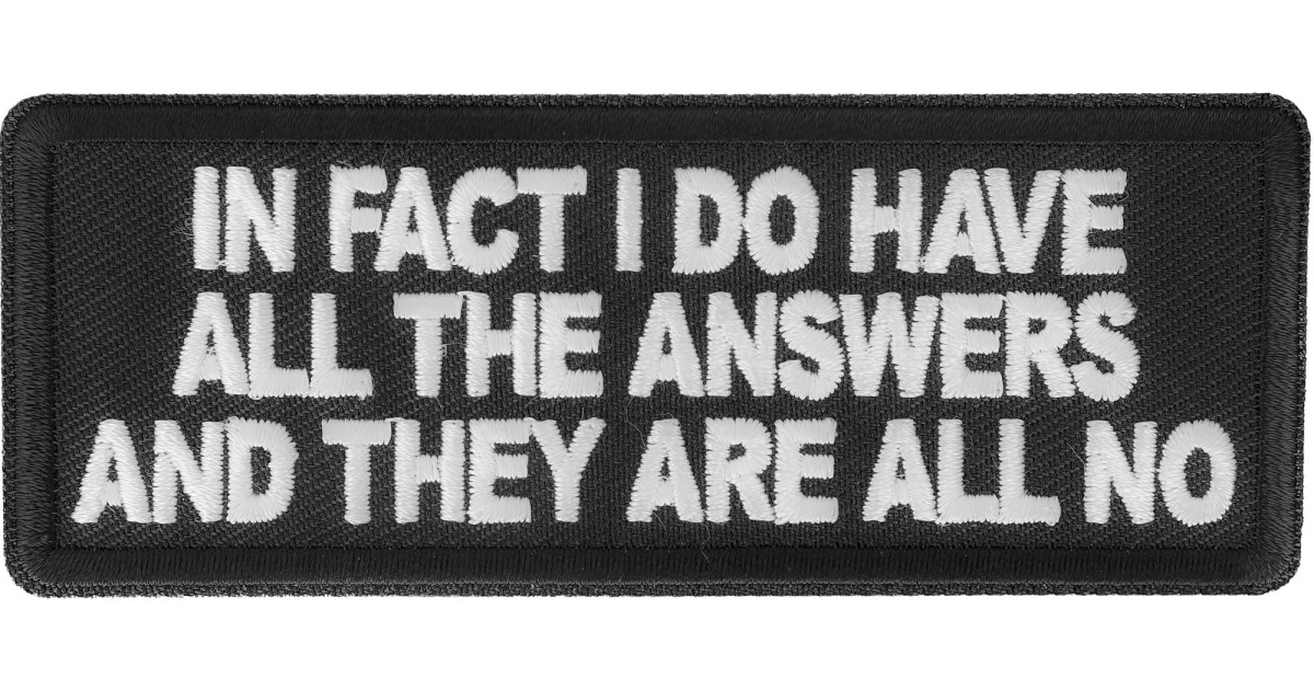 In fact I do have all the answers and they are all no patch by Ivamis ...