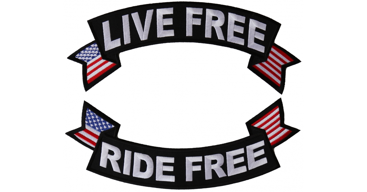 Live Free Ride Free Top and Bottom Rocker Patches by Ivamis Patches