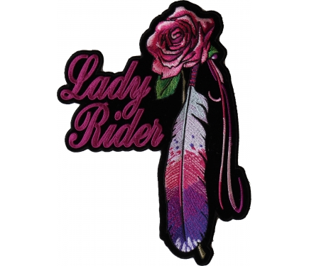 Lady Rider Rose and Feather Patch, Large Biker Back Patches for Leather ...