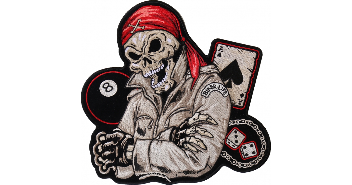Notions Skull Indian Biker Embroidered Big Back Patch for denim Jacket ...