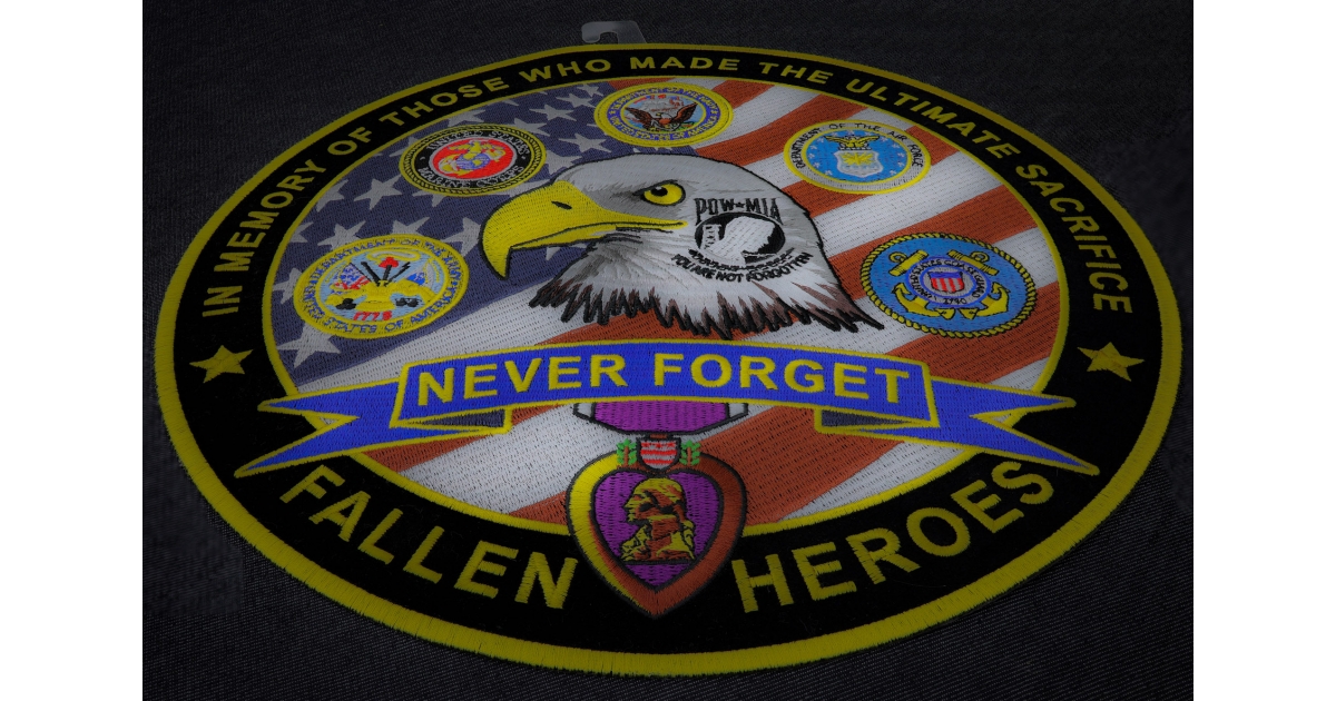 Never Forget Patch In Memory of Fallen Heroes, Large Patriotic Patches ...