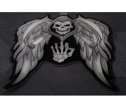 Skull Middle Finger Wings and Sickles Patch, Large Skull Patches for ...
