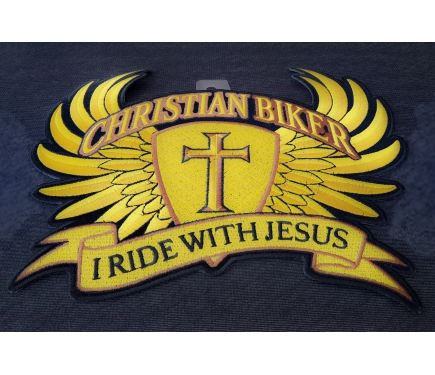 Christian Biker Cross in Wings I Ride with Jesus Patch, Large Christian ...