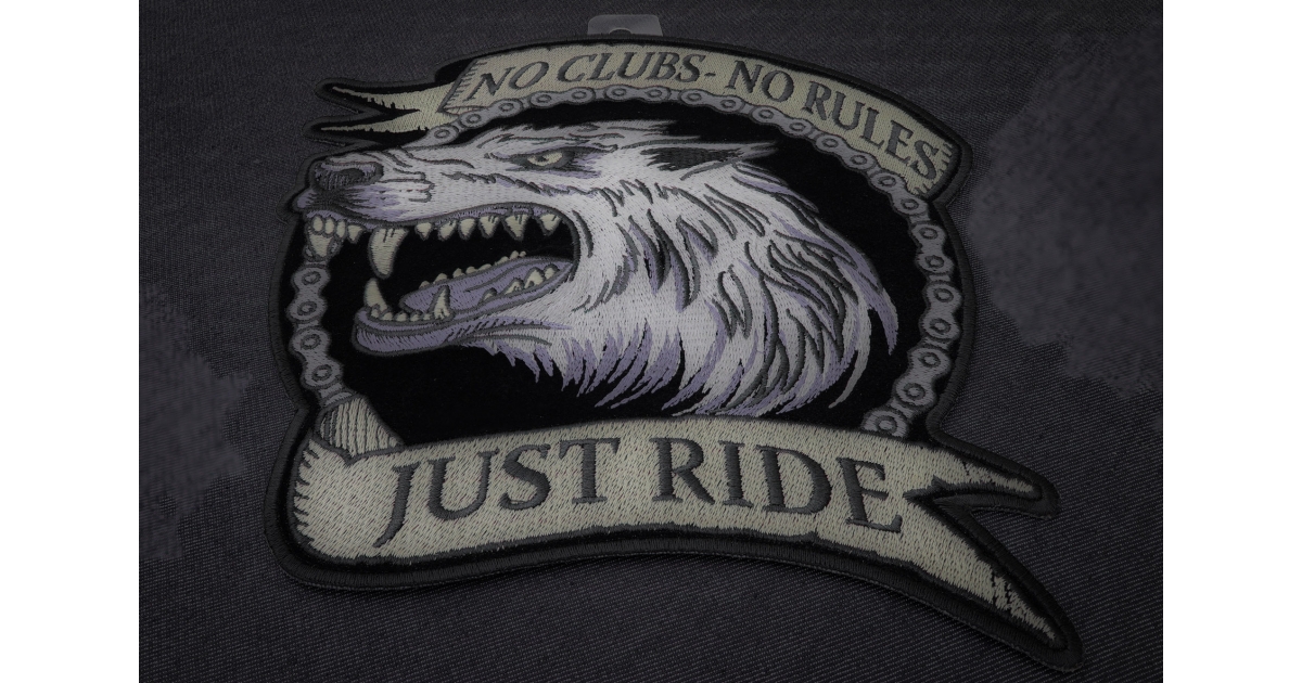 No Clubs No Rules Just Ride Wolf Patch, Large Biker Back Patches for ...