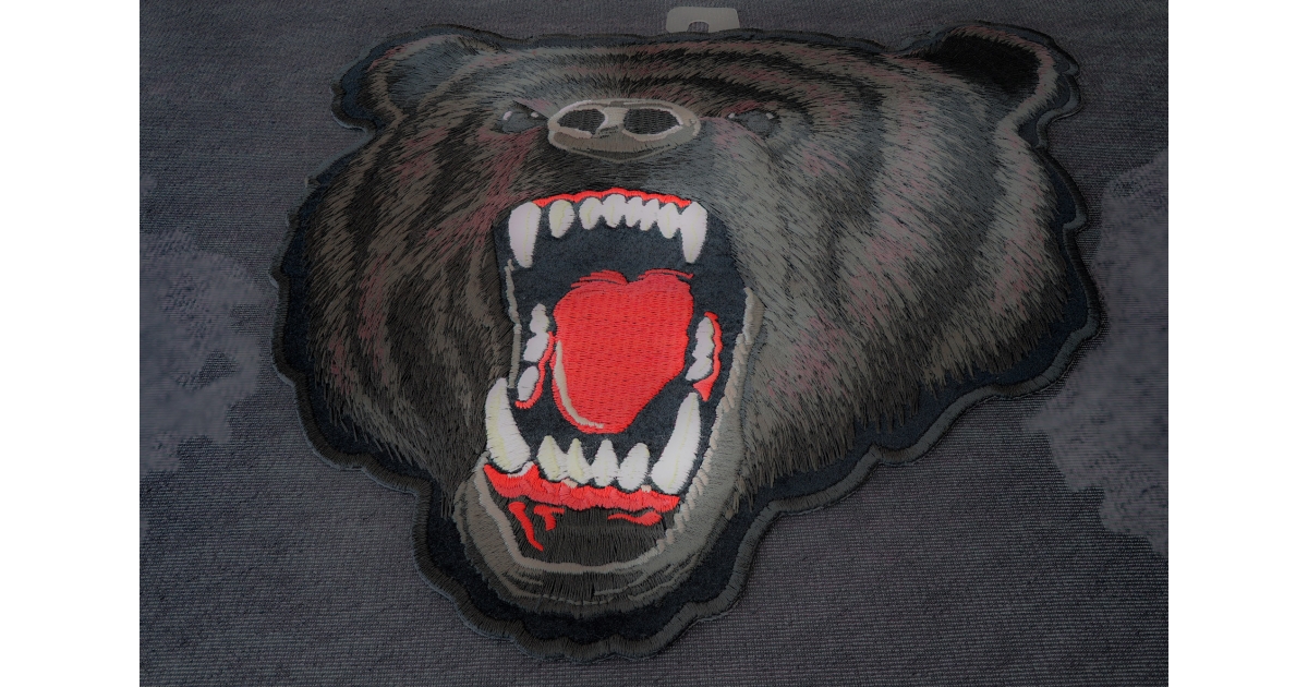 Black Bear Patch, Large Animal Patches for Jackets by Ivamis Patches