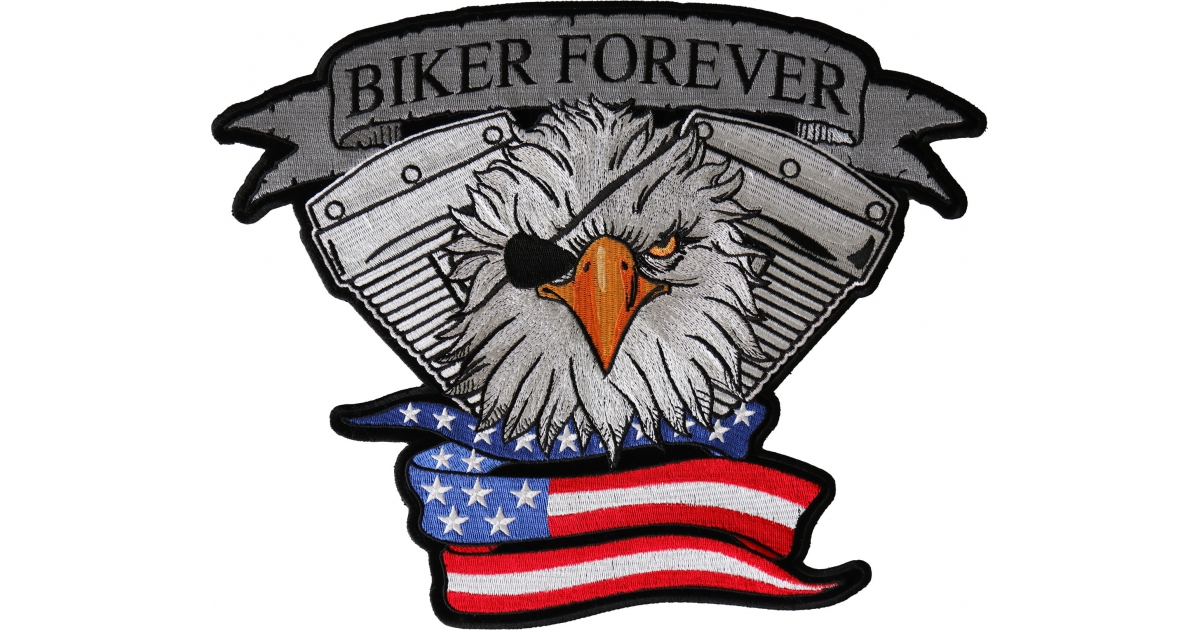 Biker Forever Eye Patch Eagle Patch, Large Biker Back Patches for ...