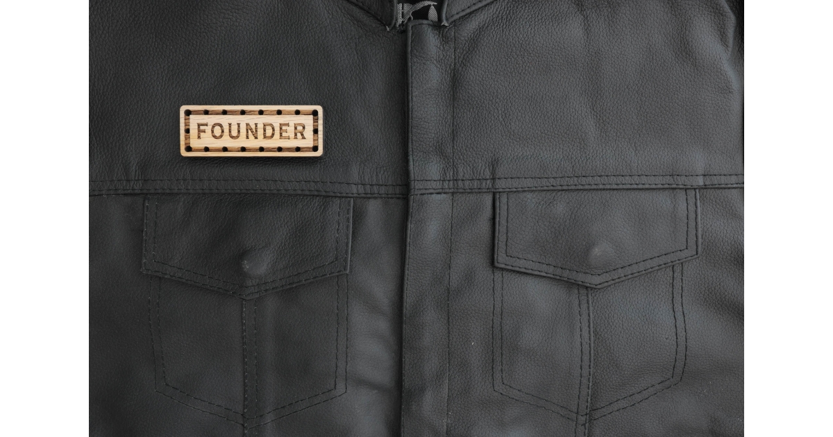 Founder Solid Oak Laser Engraved Wooden Patch by Ivamis Patches