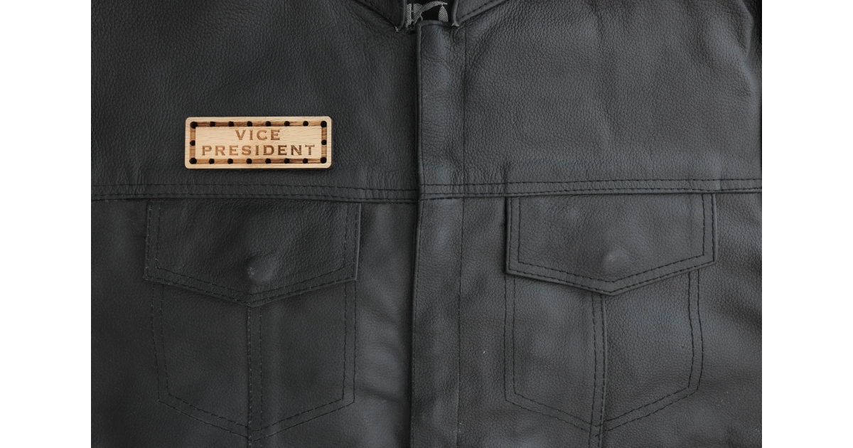Vice President Solid Oak Laser Engraved Wooden Patch by Ivamis Patches