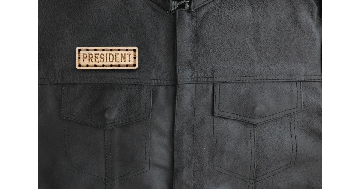 President Solid Oak Laser Engraved Wooden Patch by Ivamis Patches