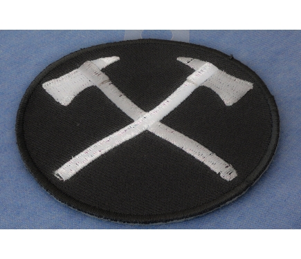 Crossed Firefighter Axes In Silver Patch | Embroidered Patches by ...