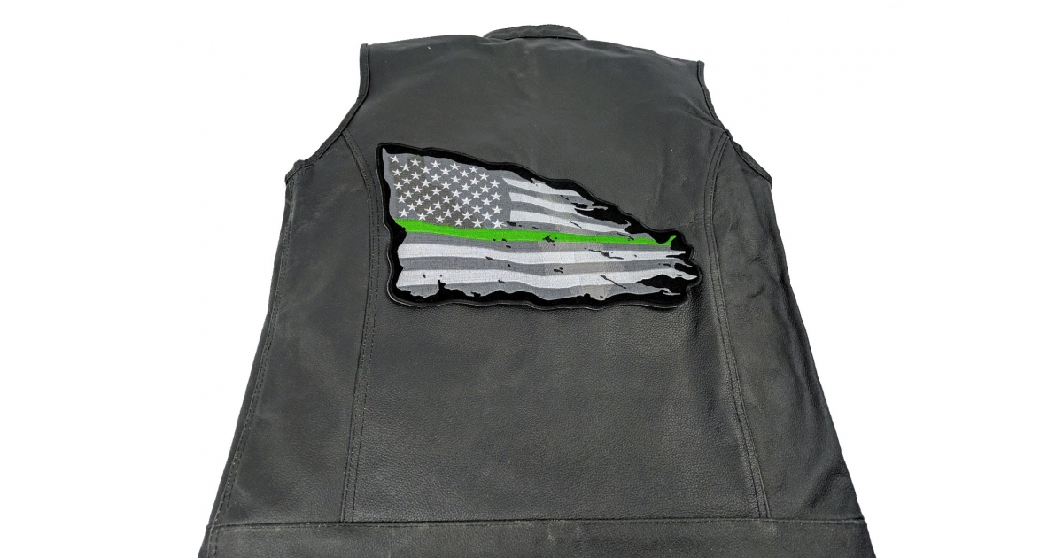 Green Stripe American Flag Patch, Large Patriotic Patches by Ivamis Patches
