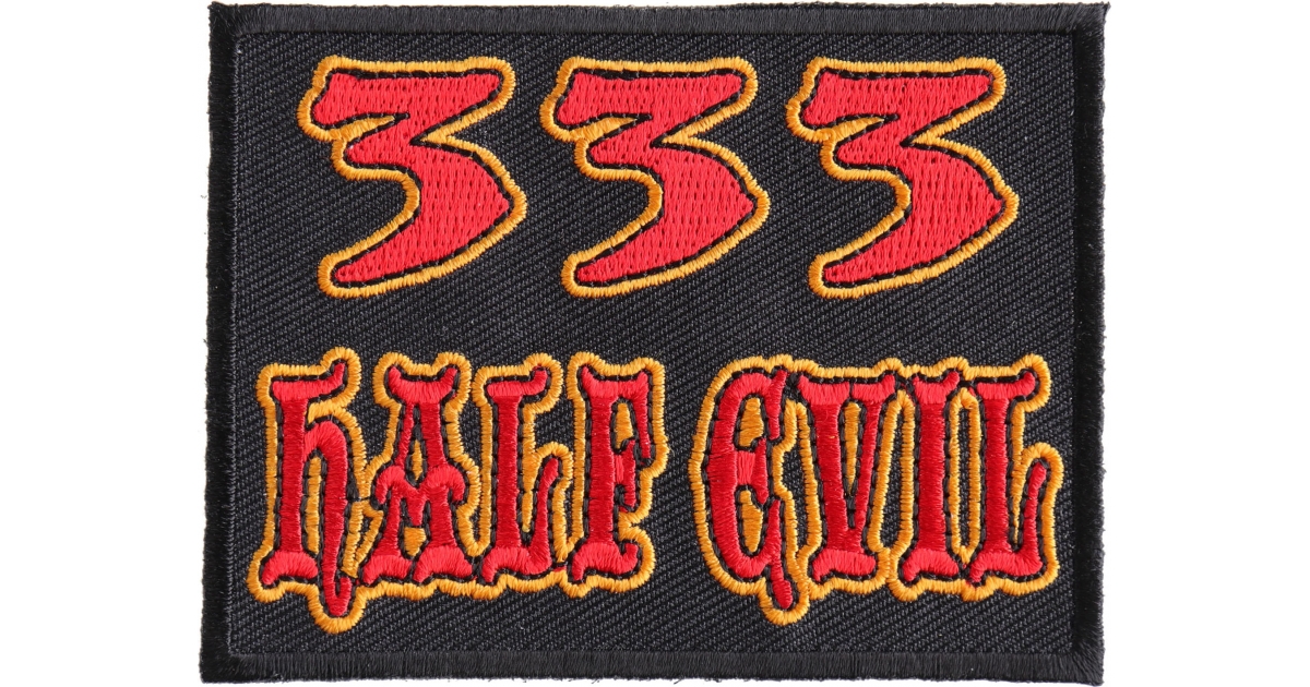 333 Half Evil Fun Iron On Patch In Red Black Yellow | Embroidered ...