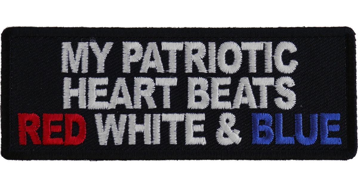 My Patriotic Heart Beats Red White and Blue Iron on Patch - Iron on ...