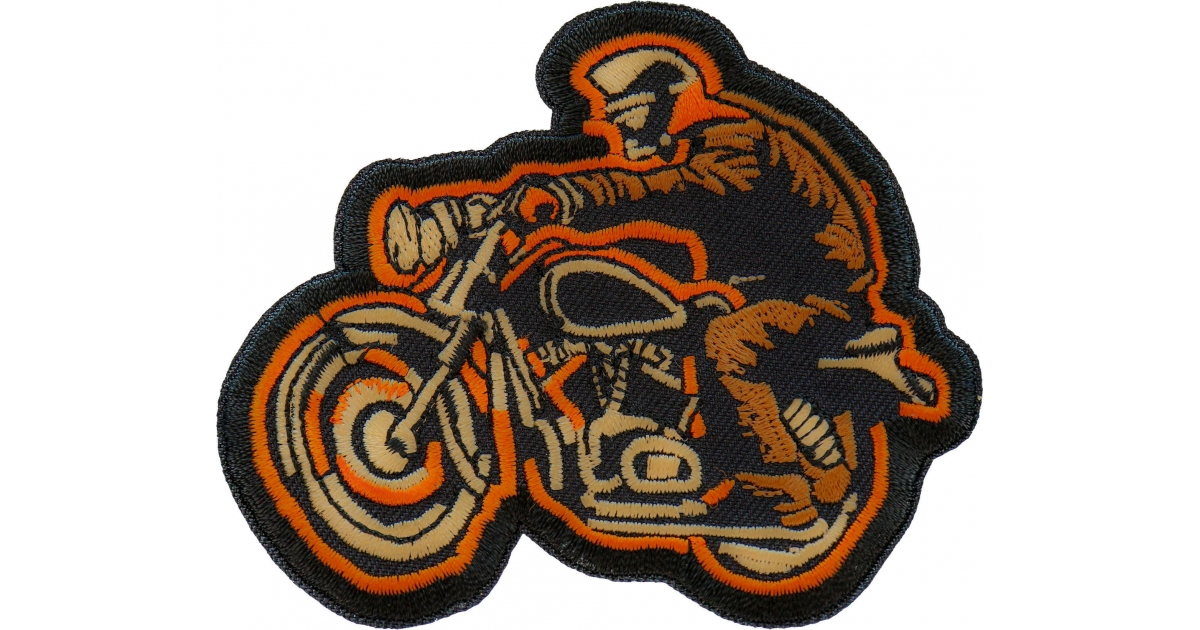 Biker on Motorcycle Patch, Biker Vest Patches, Sew or Iron on Patch by ...