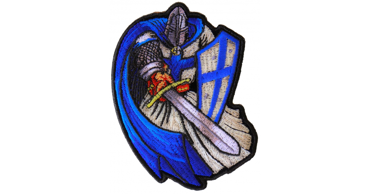Blue Knight Patch for Sewing on to Jackets by Ivamis Patches