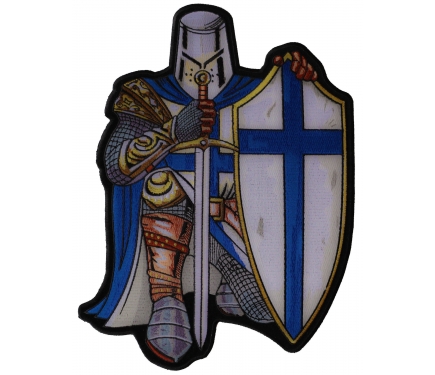 Blue Knight Kneeling Knight Patch, Large Christian Back Patches by ...