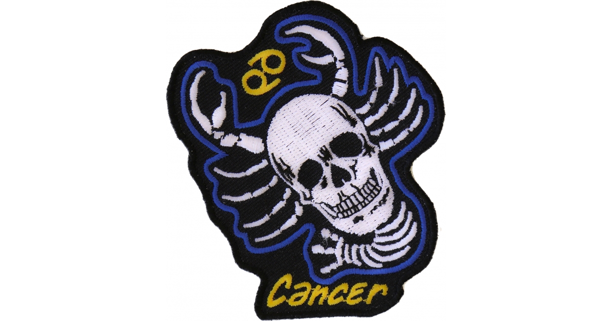 Cancer Skull Zodiac Sign Patch, Skull Patches by Ivamis Patches