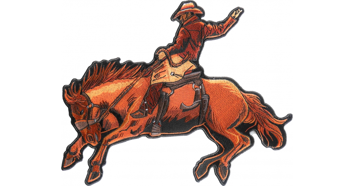 Cowboy on Horse Patch, Large Animal Patches for Jackets by Ivamis Patches
