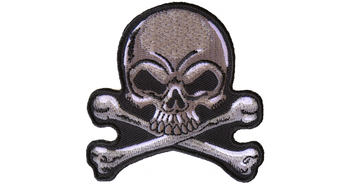 Gray Skull and Cross Bones Patch, Biker Skull Patches by Ivamis Patches