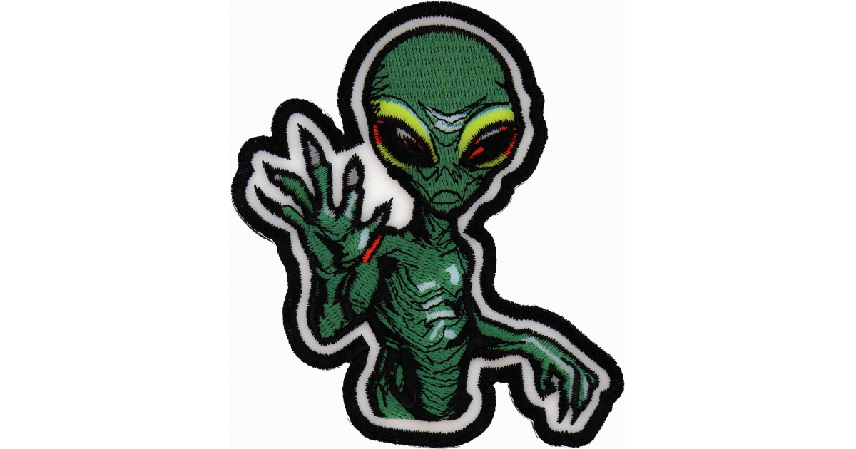 Hi Five Alien Patch - Iron on Novelty Patches by Ivamis Patches