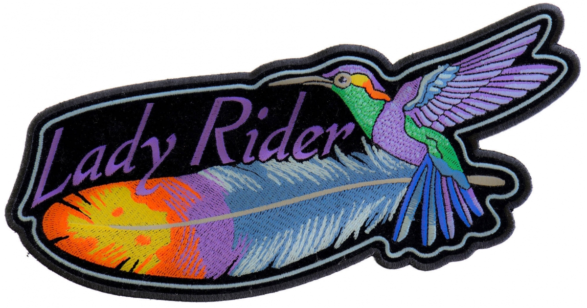 Hummingbird Lady Rider Feather Patch, Large Ladies Back Patches for ...