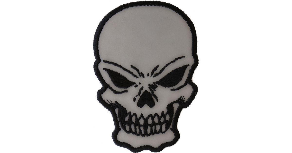 Reflective Skull Patch, Biker Skull Patches by Ivamis Patches