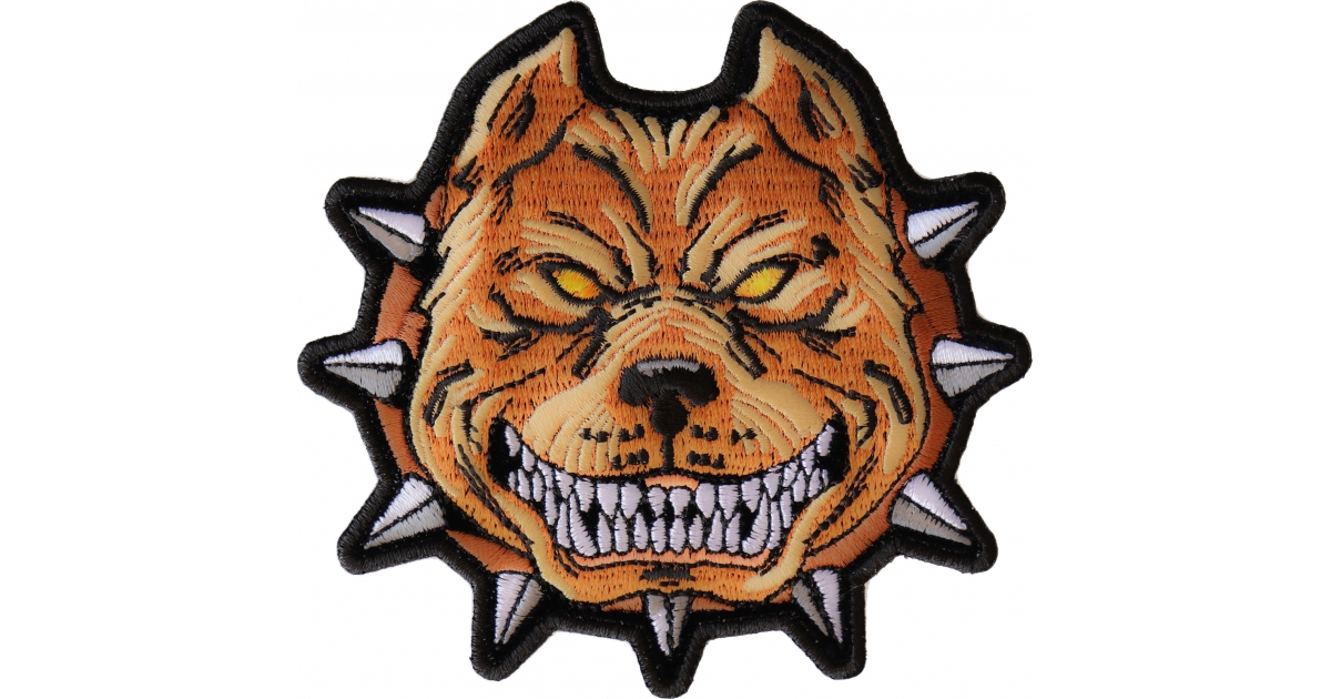 Pit Bull Spike Collar Iron on Patch by Ivamis Patches