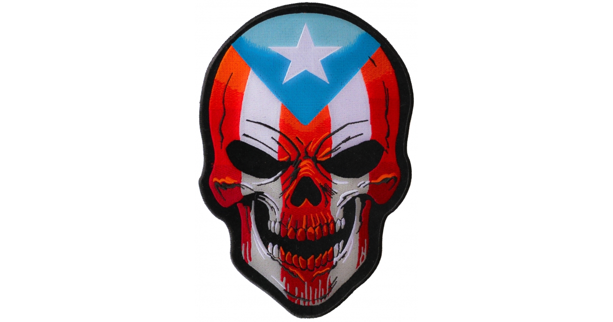Puerto Rico Flag Skull Patch, Large Skull Patches by Ivamis Patches