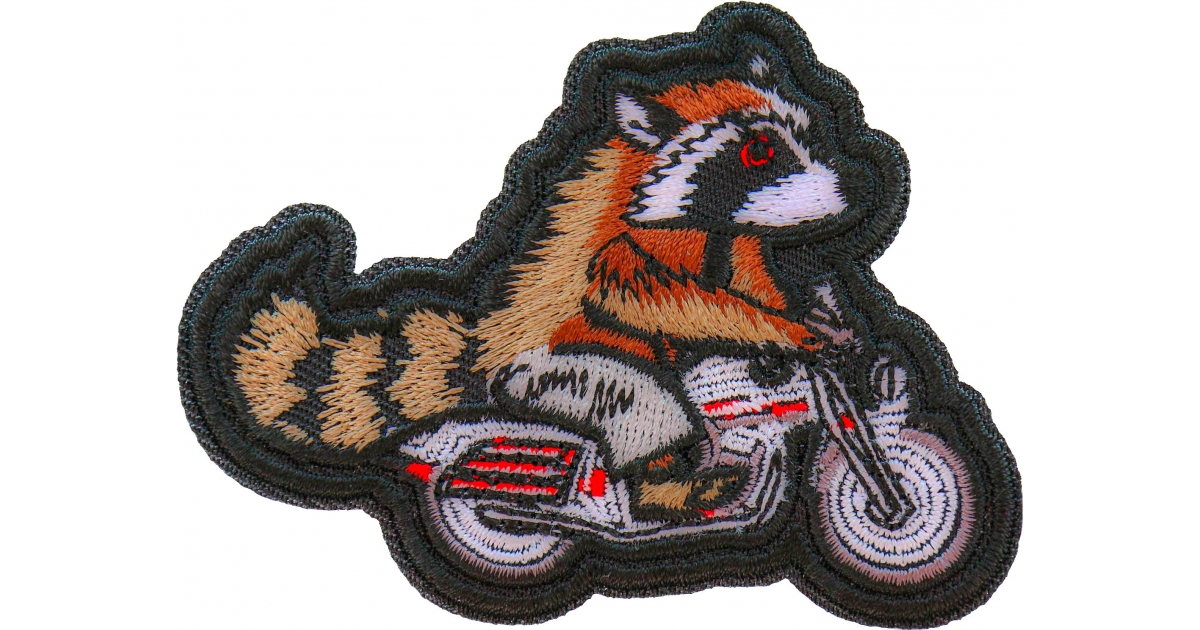 Raccoon on Motorcycle Patch, Cute Animal Patches by Ivamis Patches