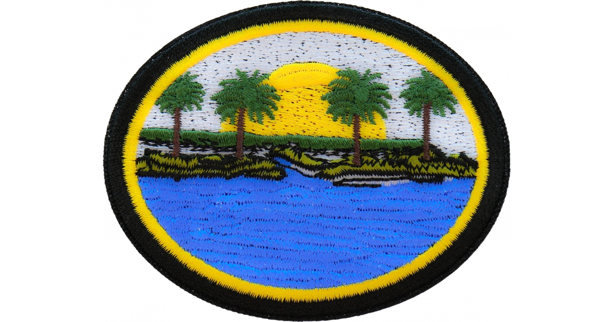 Sea and Palms Sunset Iron on Patch by Ivamis Patches