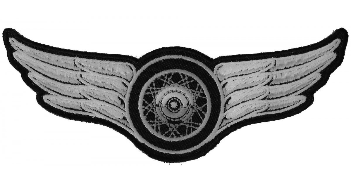 Motorcycle Wheel and Wings Small Iron On Patch | Embroidered Patches by ...