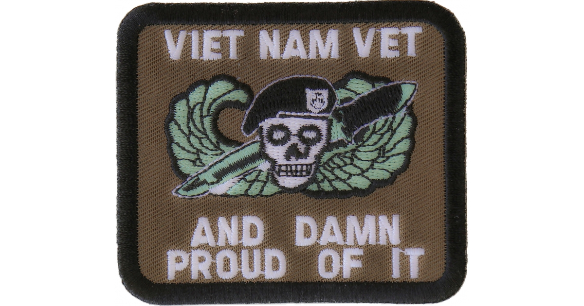 Vietnam Vet and Damn Proud Of It Patch, Skull Patches by Ivamis Patches