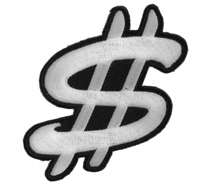 Iron On White Dollar Sign Patch | Embroidered Patches by Ivamis Patches