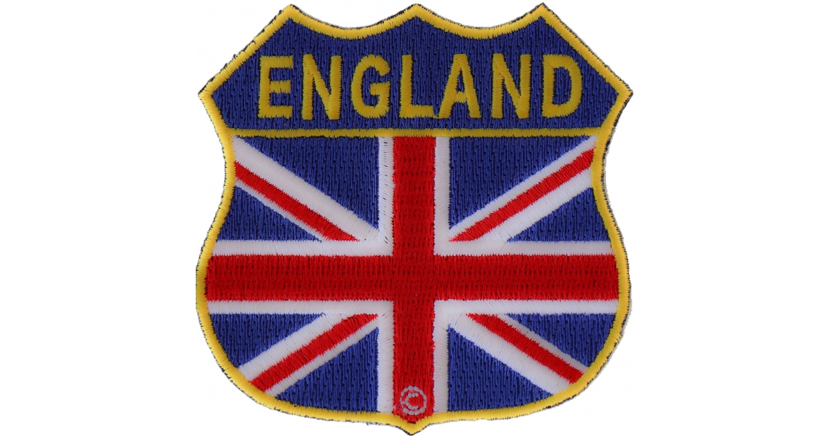 Iron On England Flag Shield Patch | Embroidered Patches by Ivamis Patches