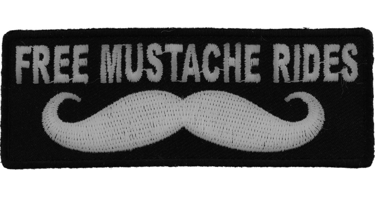 Free Mustache Rides Patch, Funny Patches for Adults by Ivamis Patches