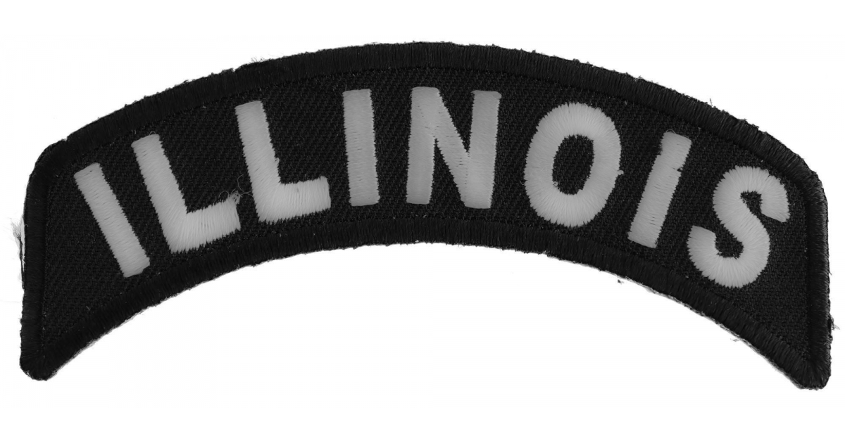 Illinois State Embroidered Small Iron On Rocker Patch by Ivamis Patches