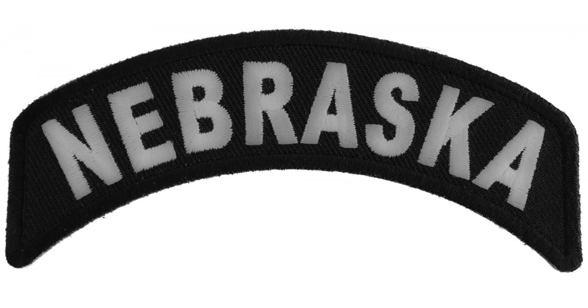 Nebraska State Embroidered Small Iron On Rocker Patch by Ivamis Patches