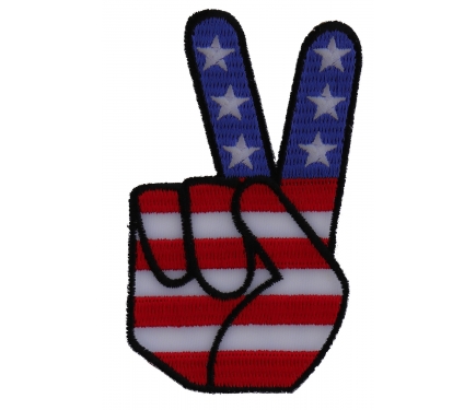 Peace Hand Sign with American Flag Patch by Ivamis Patches
