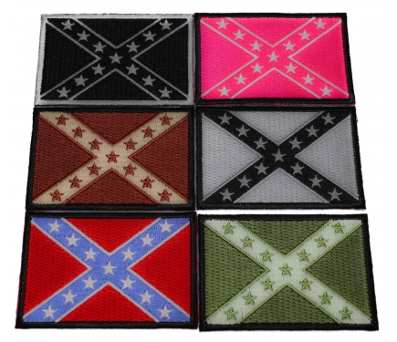Set of 6 Confederate Flag Patches in Different Colors by Ivamis Patches