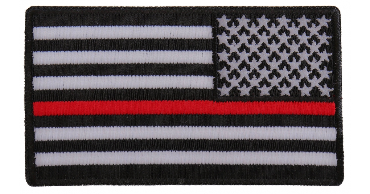 Thin Red Line American Flag Reversed Patch | Embroidered Patches by ...