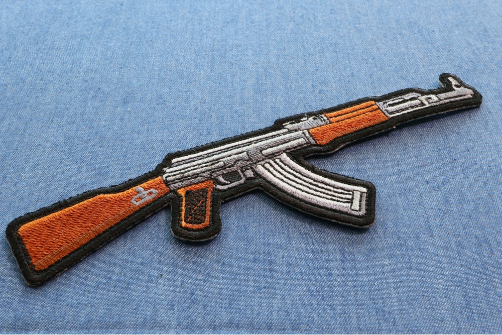 AK-47 Embroidered Gun Patch Points Right | Embroidered Patches by Ivamis Patches